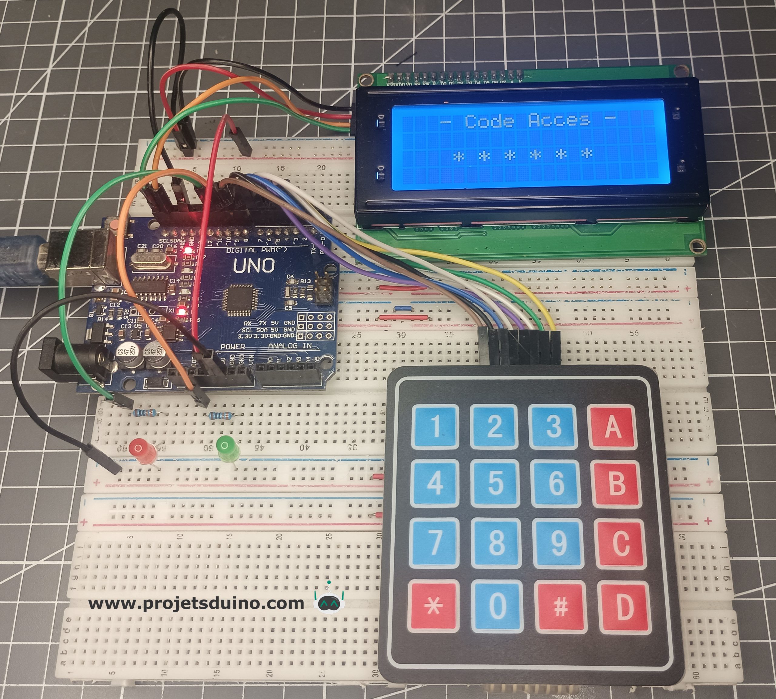 Contrôle d’accès simple avec clavier et affichage LCD I2C piloter par arduino