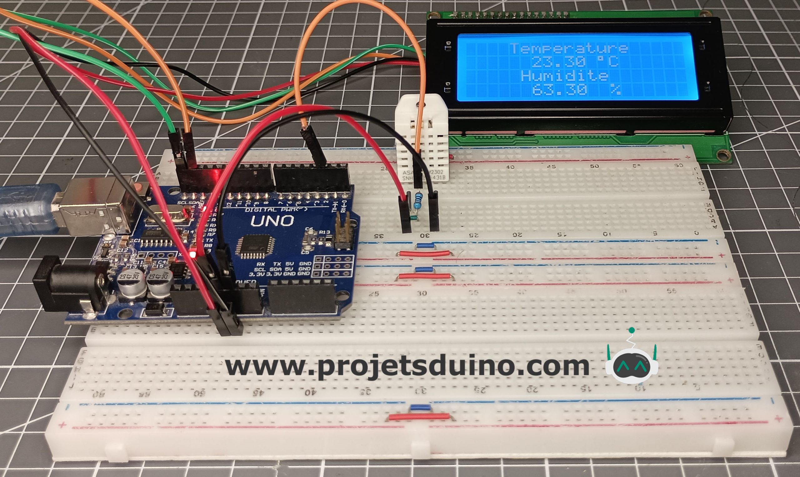 Afficher température et humidité avec capteur DHT22 sur LCD 20x4 i2c avec un Arduino UNO
