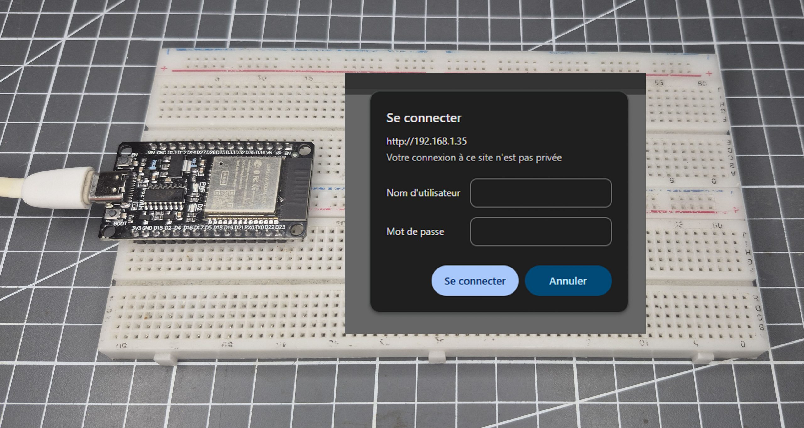 Authentification serveur Web ESP32 avec LittleFS