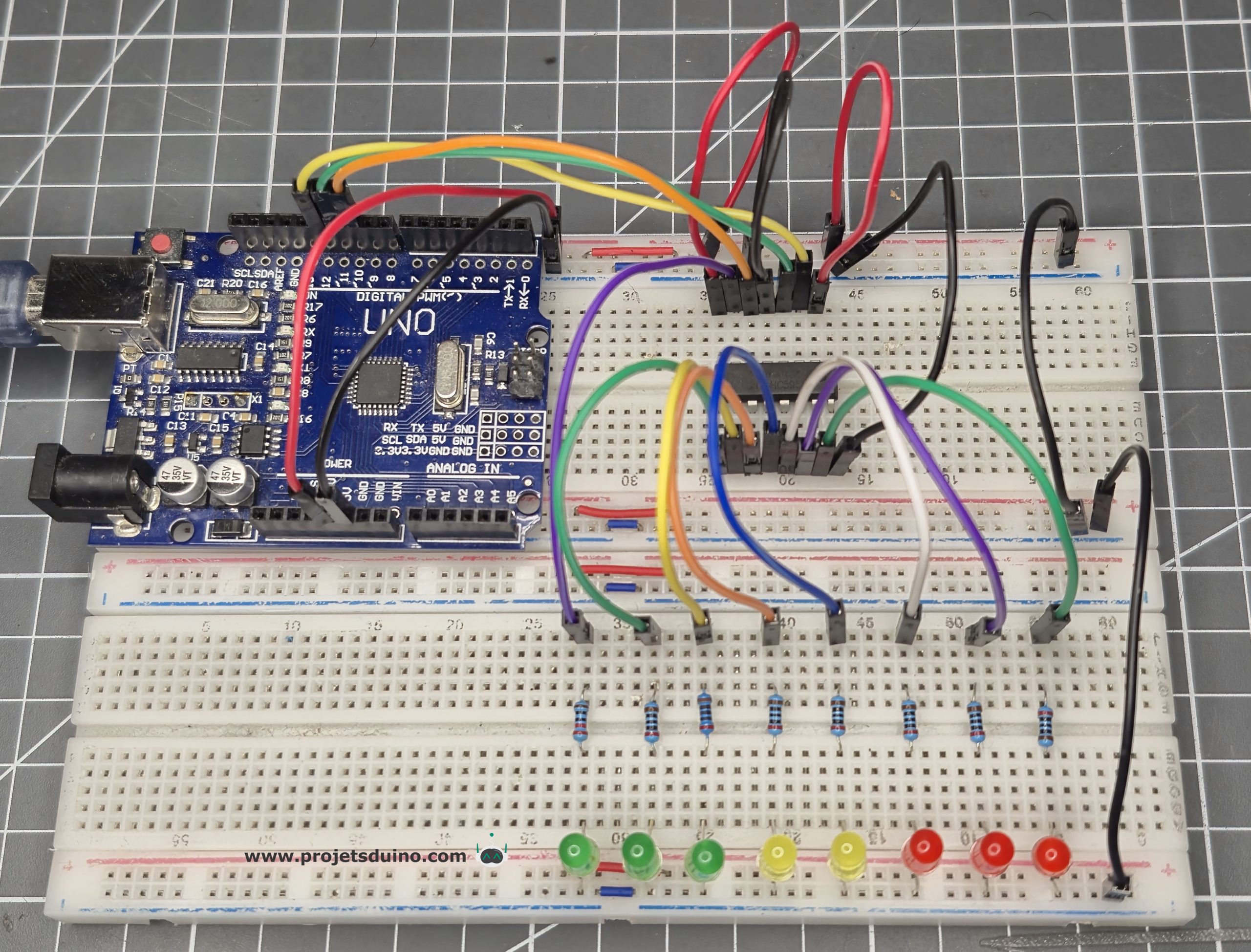 Allumer une séquence de LED avec 74HC595 piloter par Arduino ...