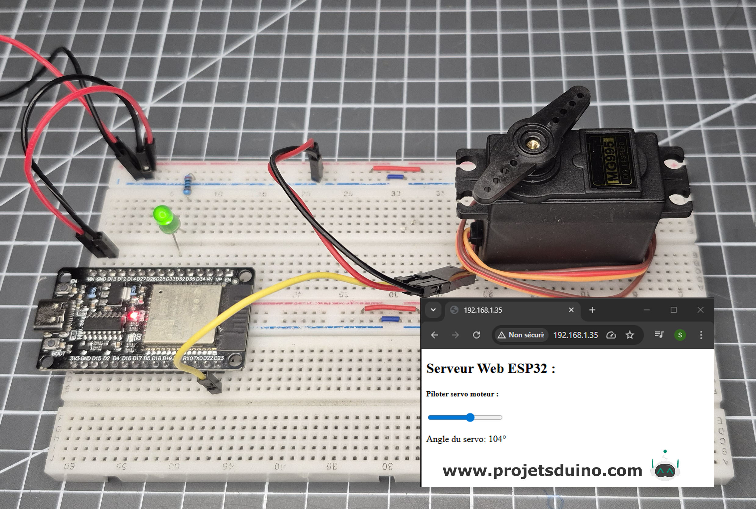 Piloter d'un serveur web un servomoteur avec un input range ESP32